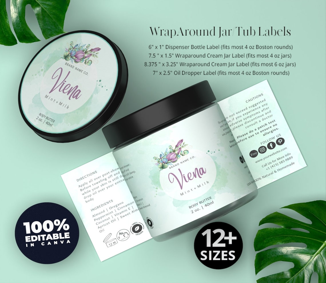 100% Editable Body Product Label Templates Vanilla Body - Etsy