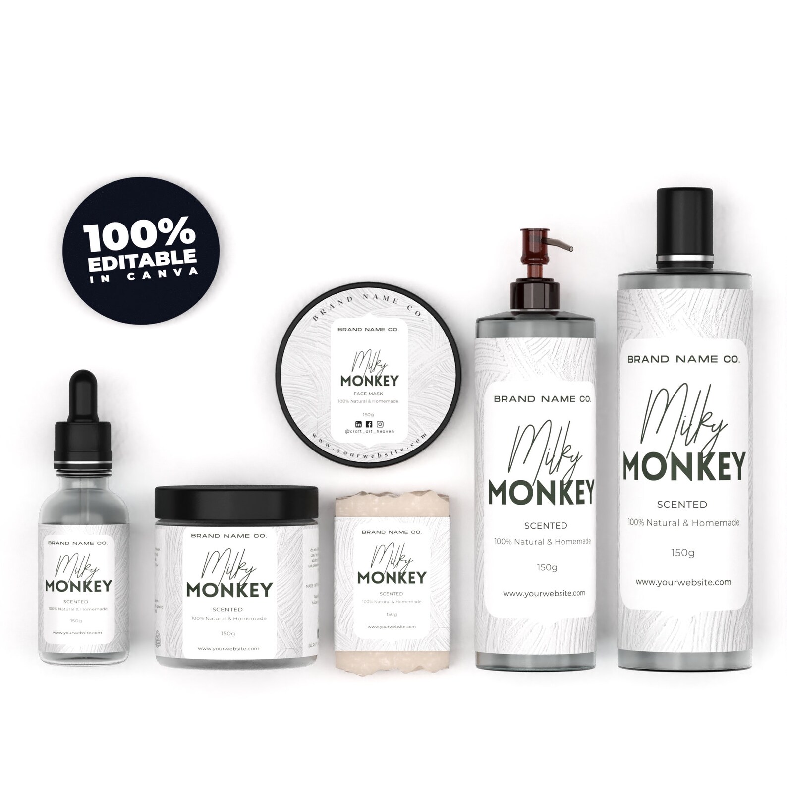 Bottle and Jar Product Label Set for Canva, Label Design, Editable ...