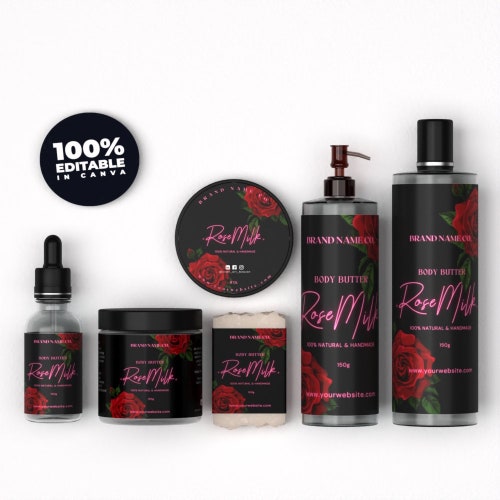 DIY Editable Body Product Label Collection Dropper Bottle - Etsy