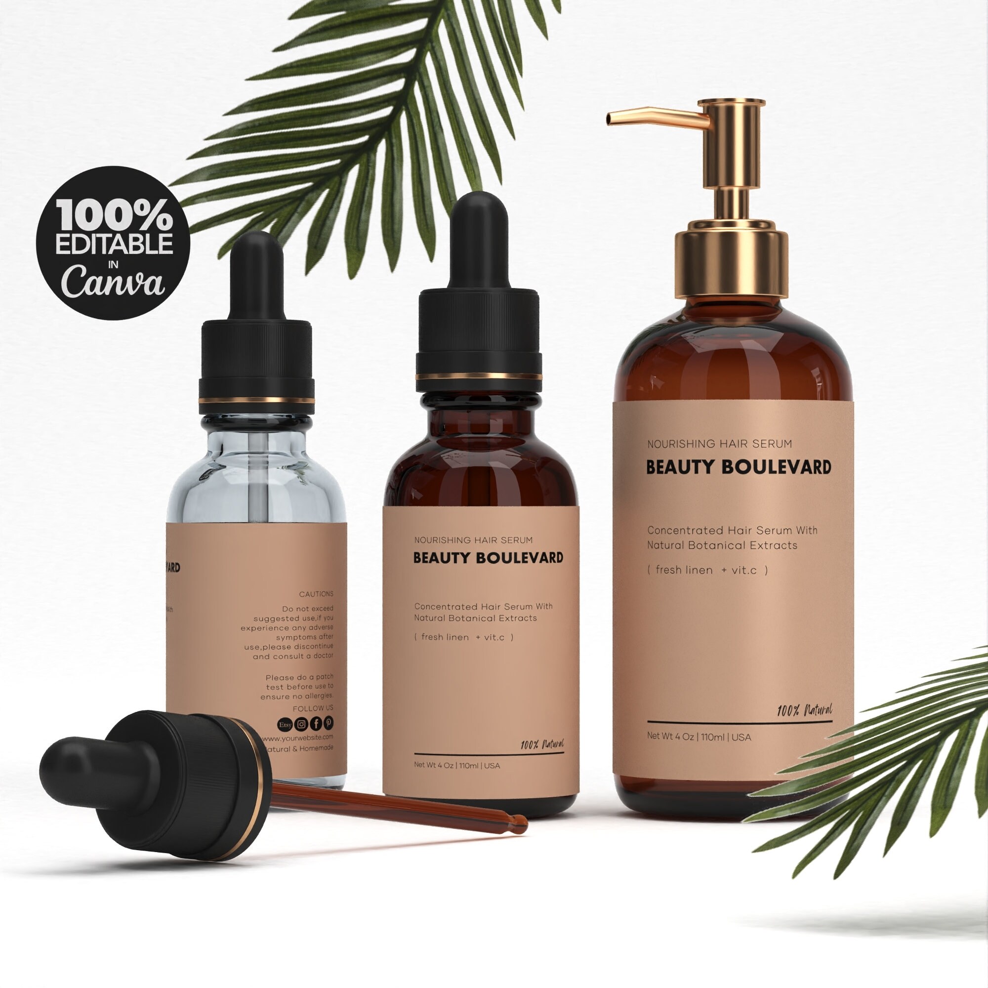 Minimalist Editable Cosmetic Label Template Bundle, Product Label ...