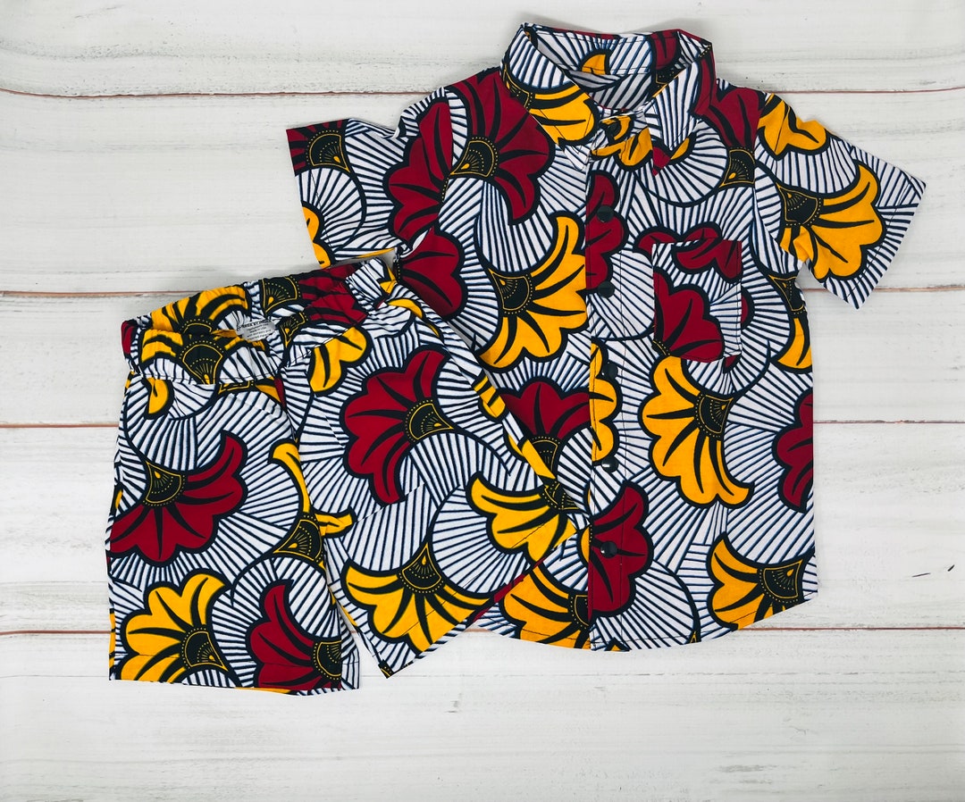African Print Children Dress Shirt Set/ Kente Boy Dress Shirt/ Ankara ...