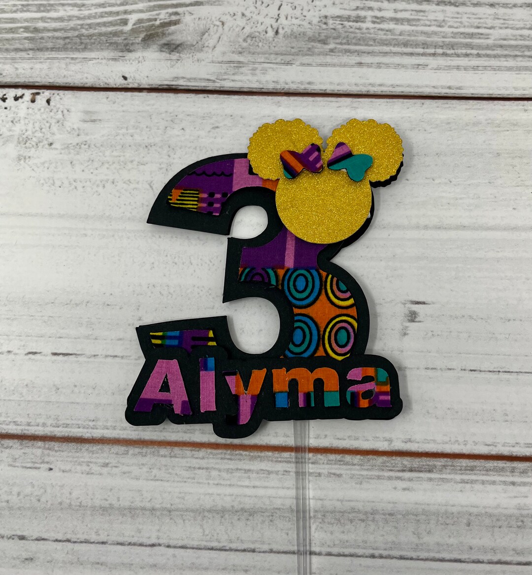 Personalized Afro Puff Cake Topper/ Kente Cake Topper - Etsy
