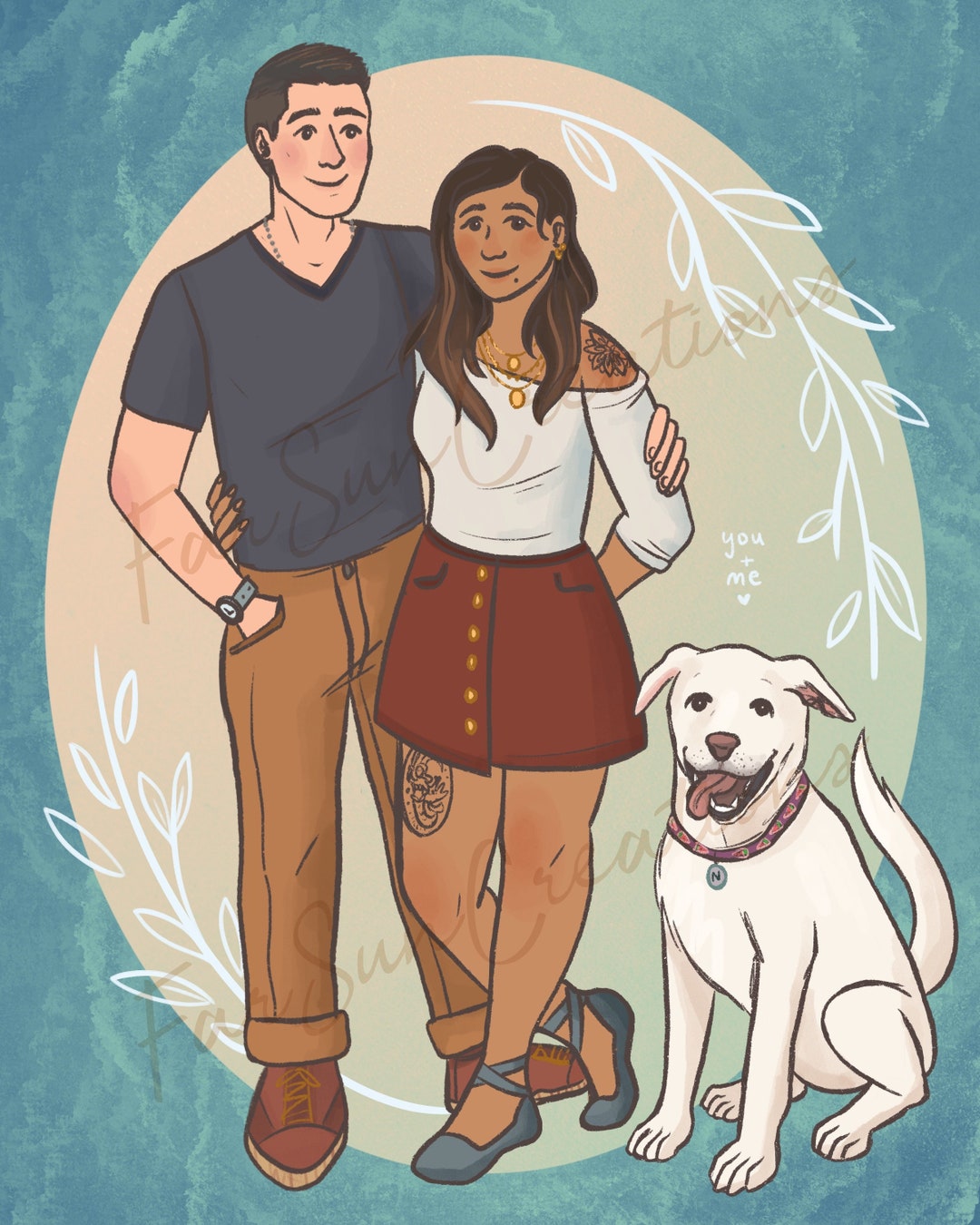 Custom Group Portrait (digital) - Couples, Family, Friends or Pets - Etsy