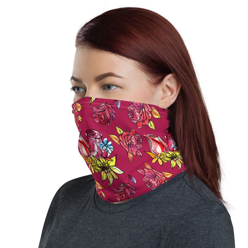 Floral pattern neck gator Womens face mask Neck gaiter with | Etsy