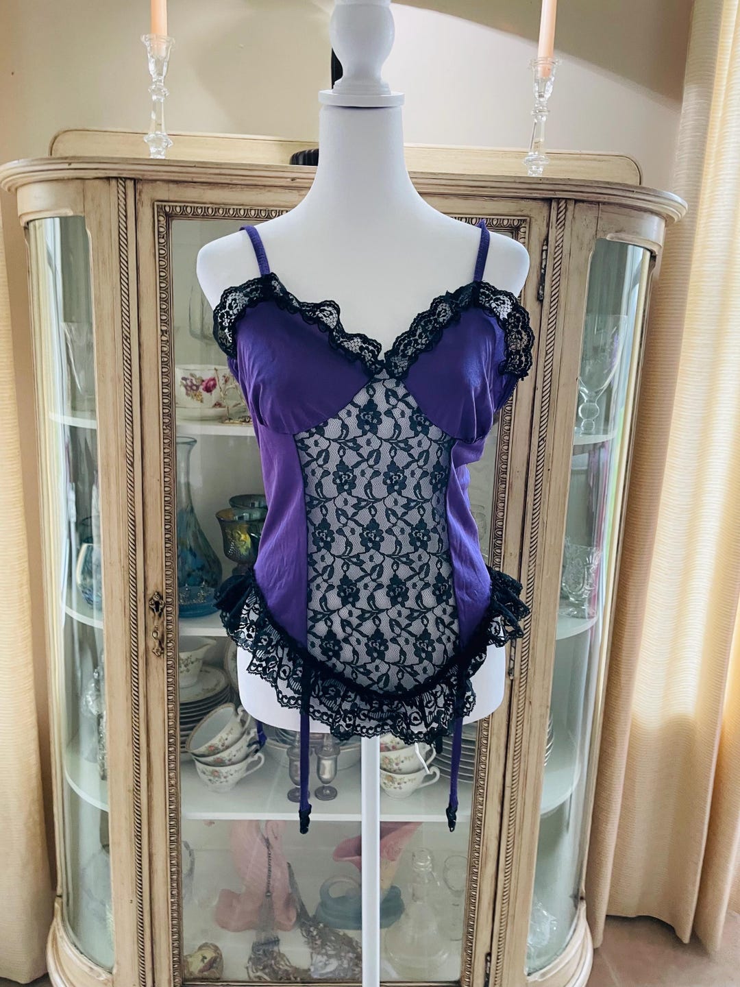 80s Nan Flower Bustier With Attached Garters - Etsy
