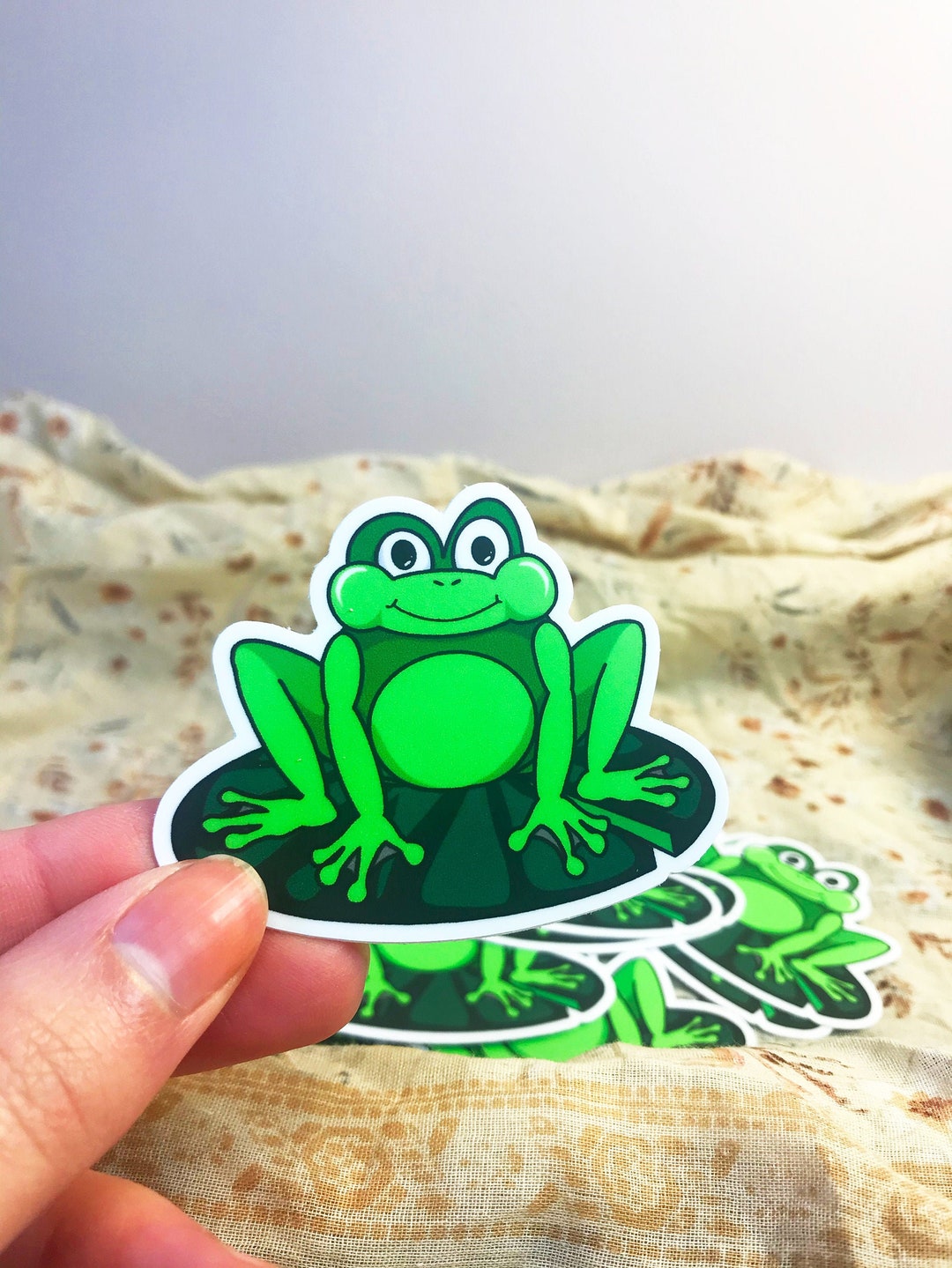 Frog on a Lily Pad Sticker - Etsy