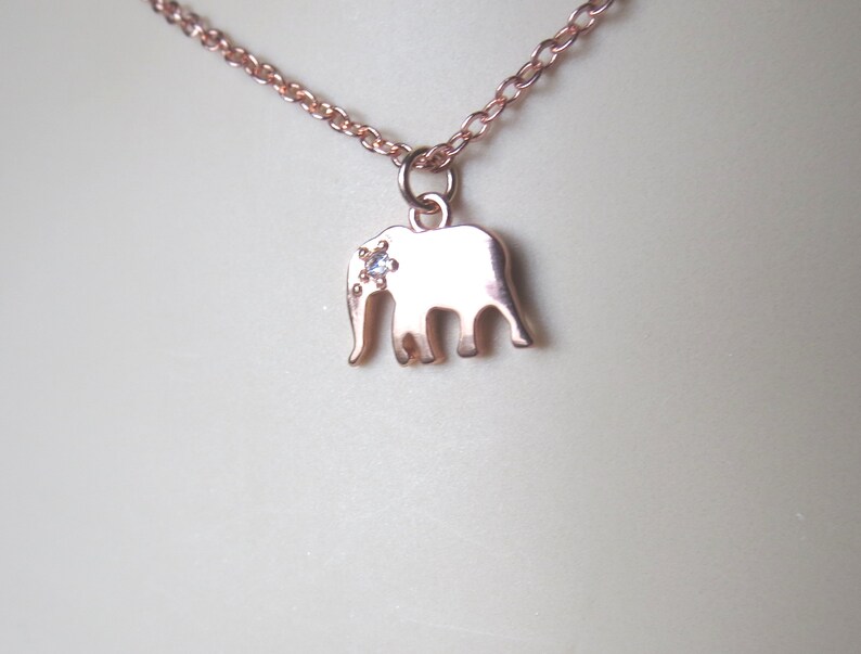 Tiny Rose Gold Elephant Necklace - Etsy