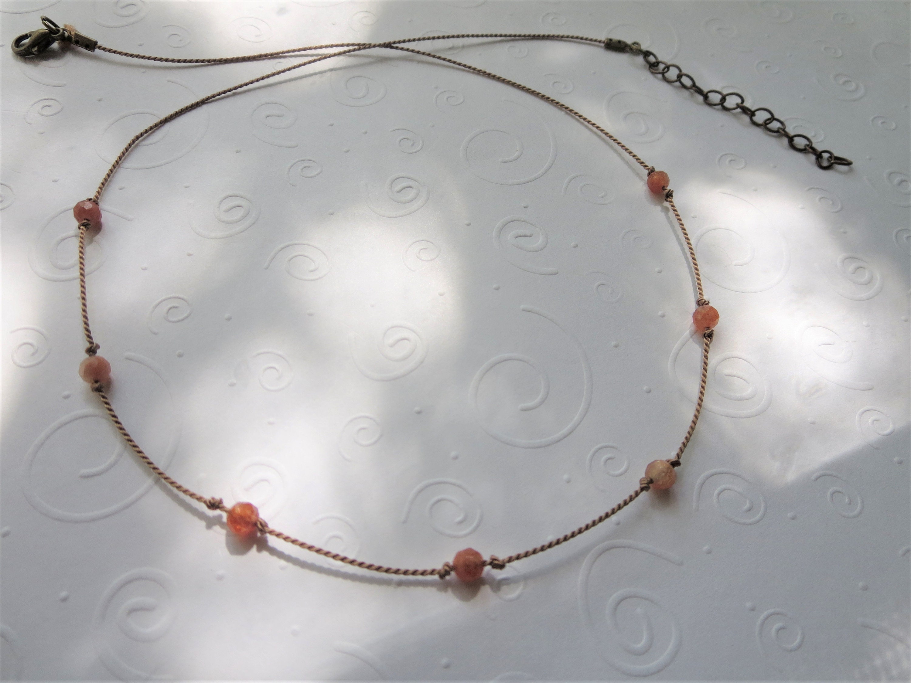 Floating Sunstone Silk String Choker Choose Length Tin Cup - Etsy