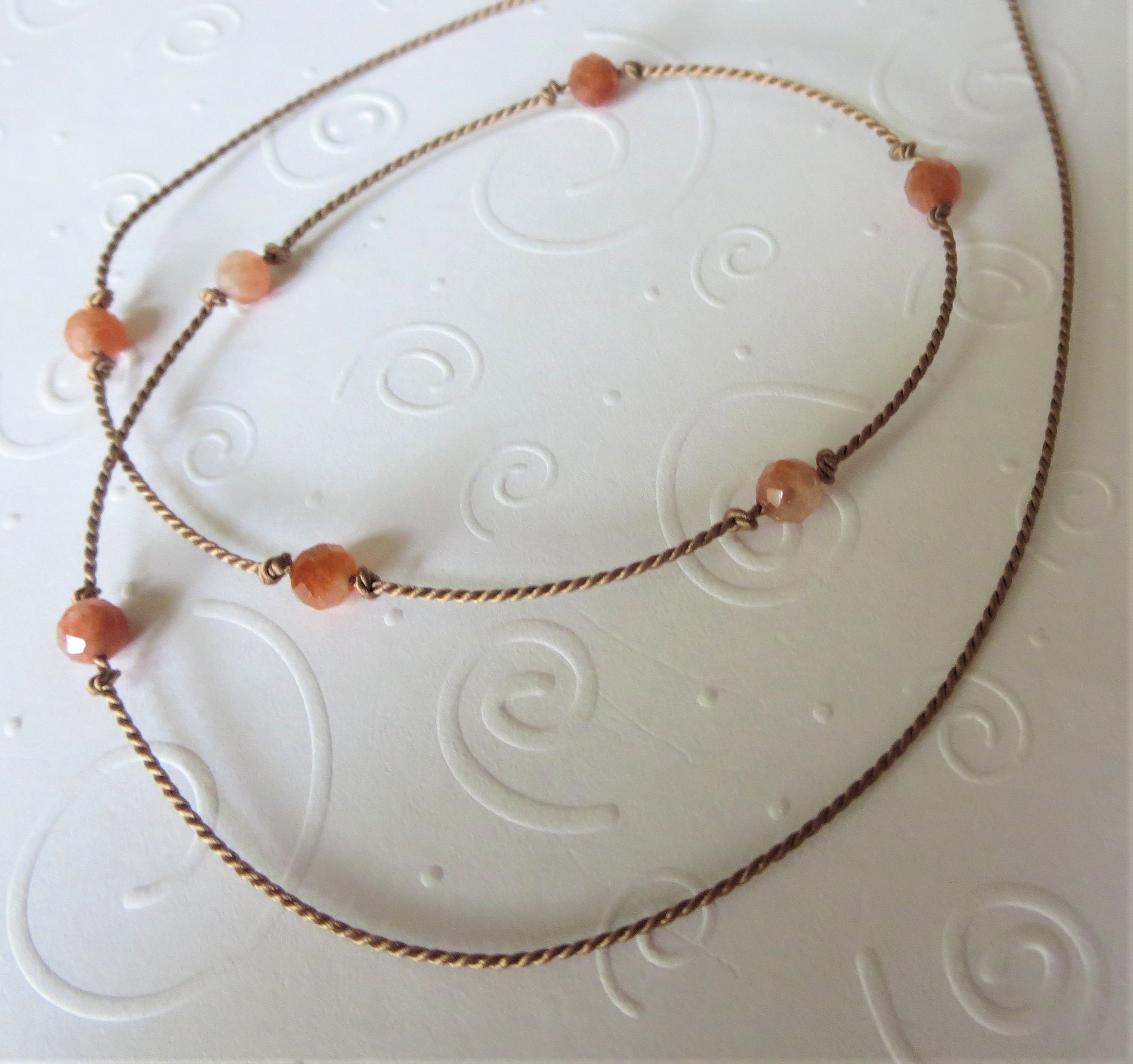 Floating Sunstone Silk String Choker Choose Length Tin Cup - Etsy
