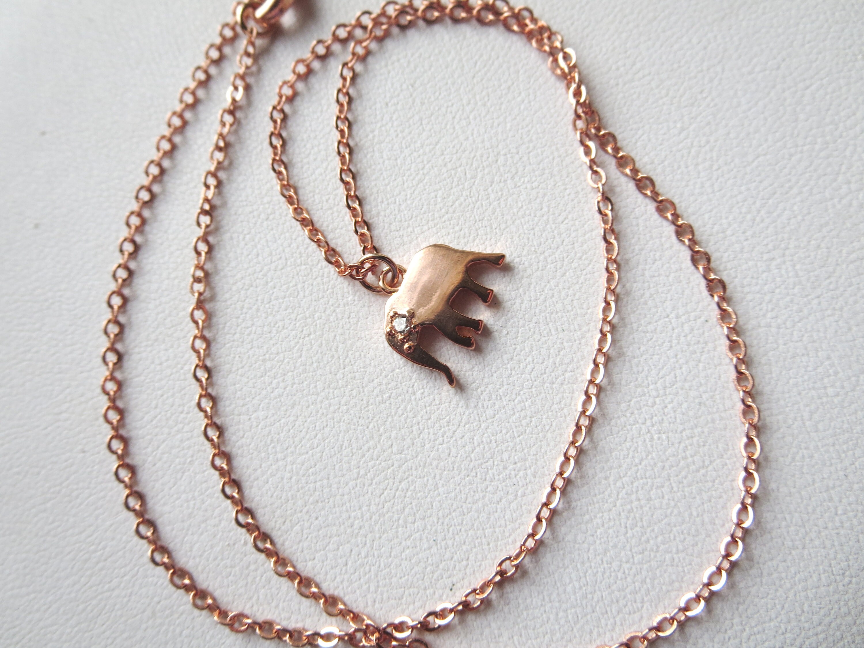 Tiny Rose Gold Elephant Necklace - Etsy