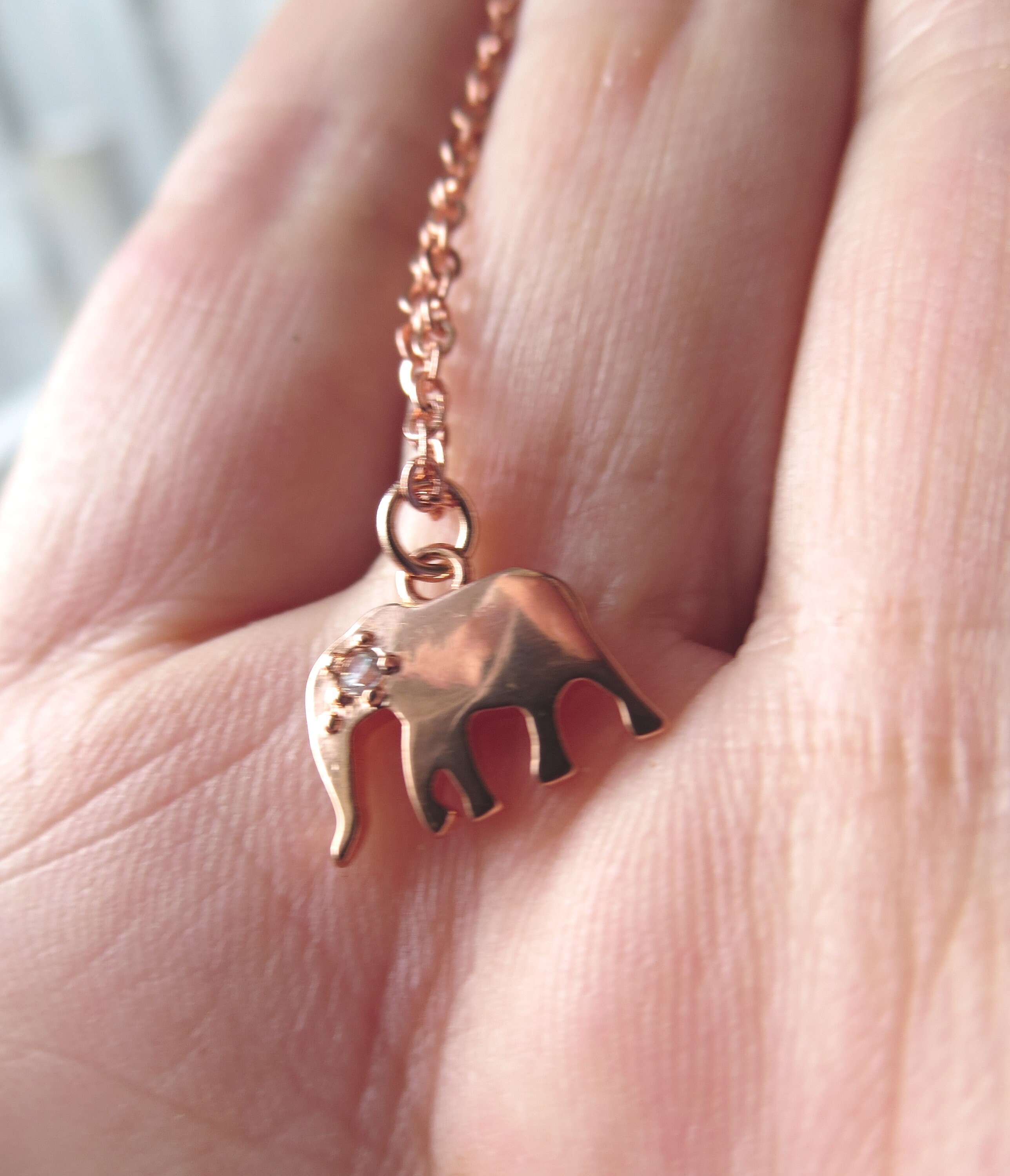 Tiny Rose Gold Elephant Necklace - Etsy