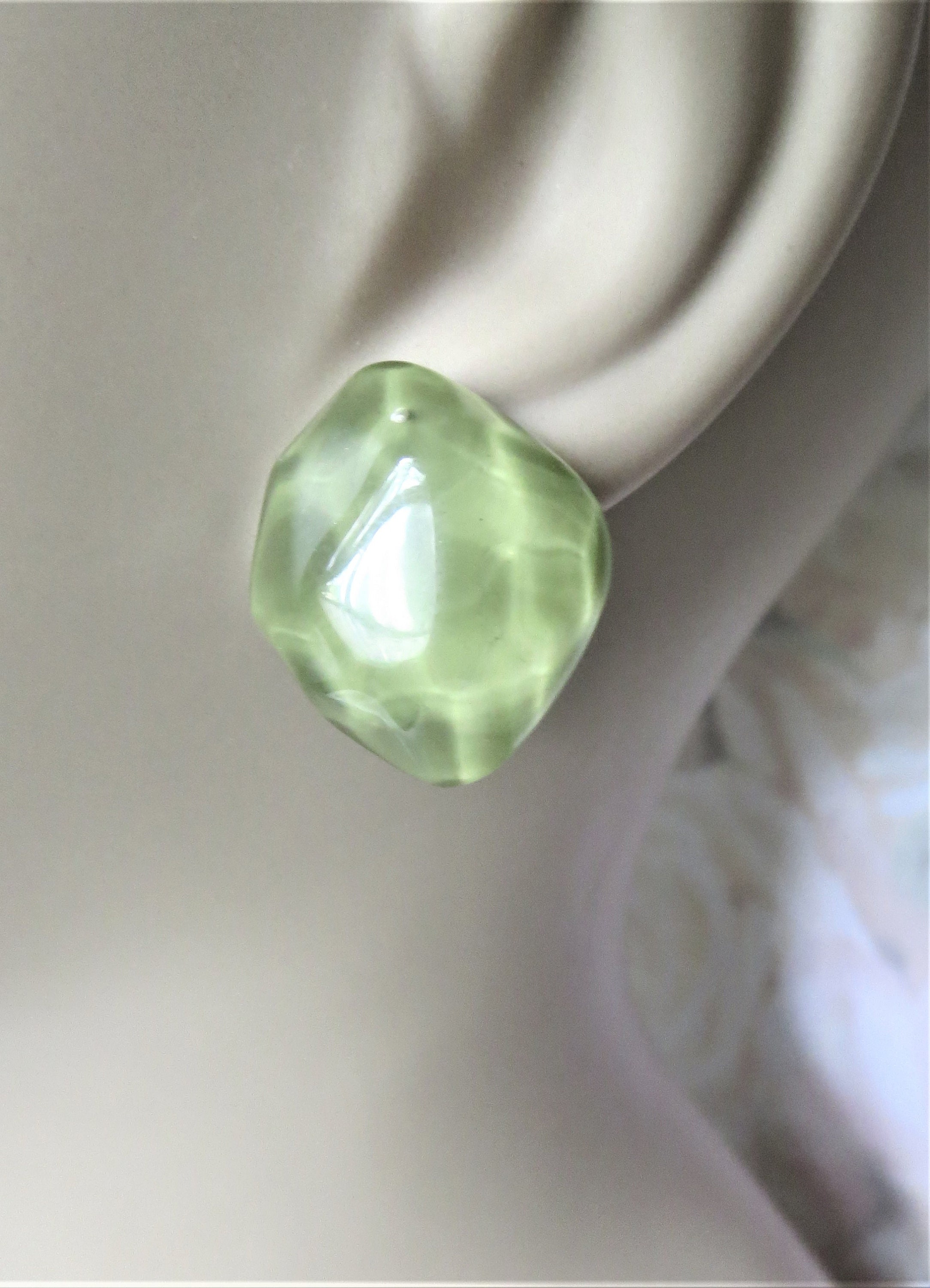 Blue or Green Acrylic Nugget Earrings in Screw on or Pierced - Etsy