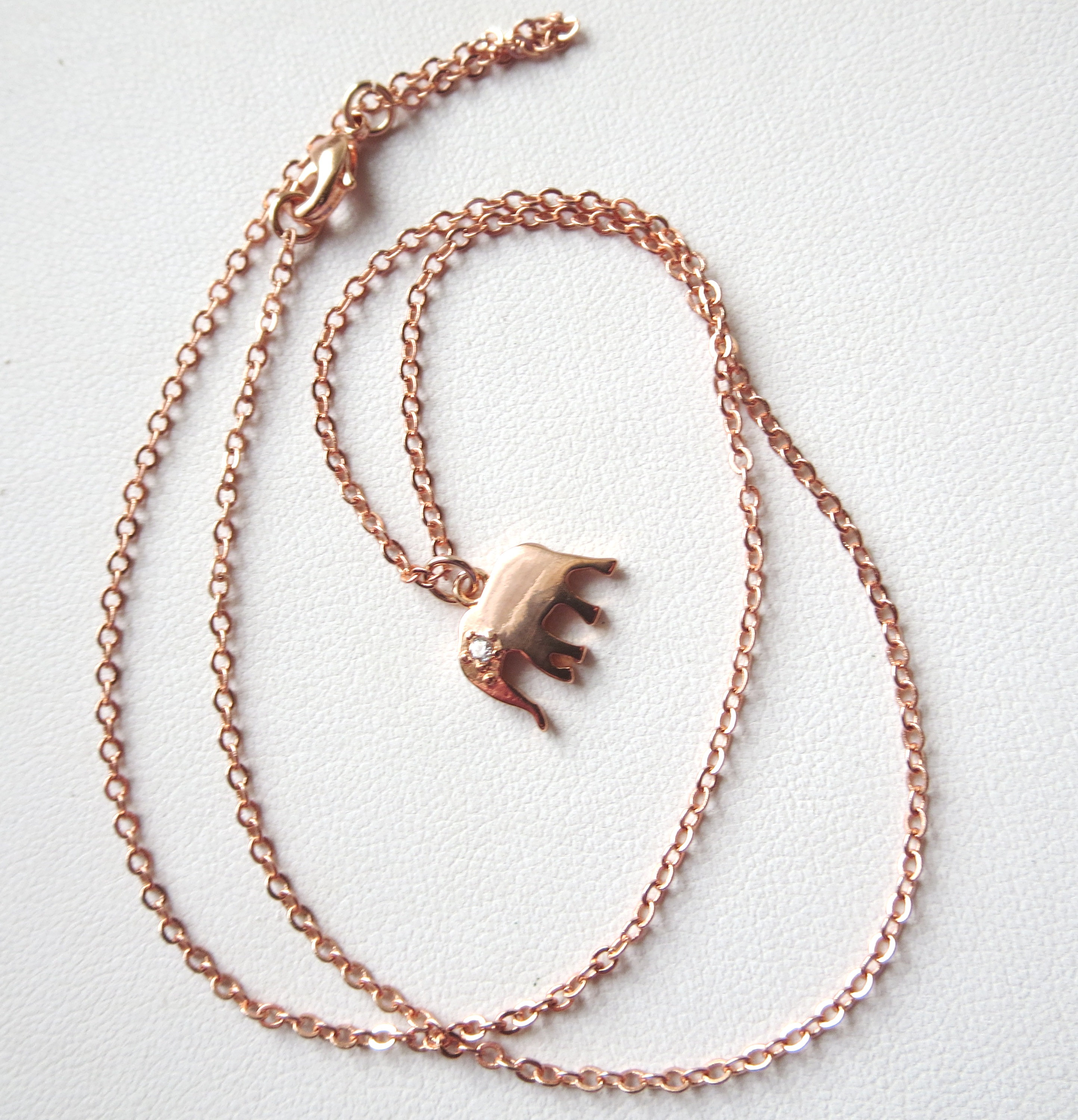 Tiny Rose Gold Elephant Necklace - Etsy