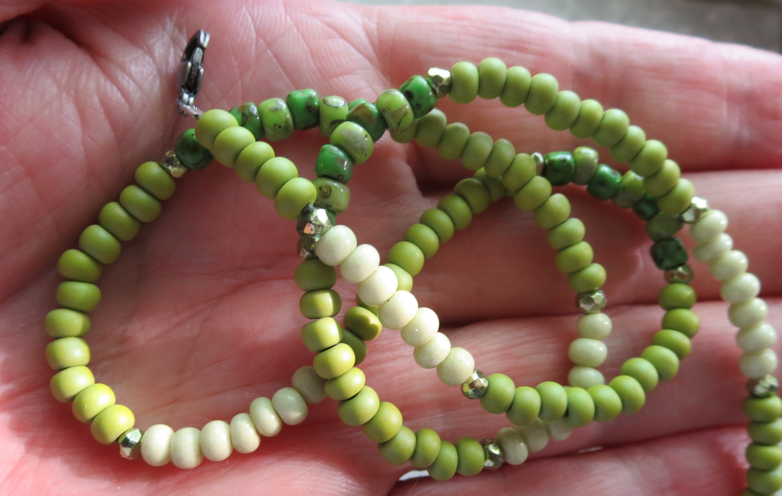 Olive Green Color Block Beaded Necklace - Etsy