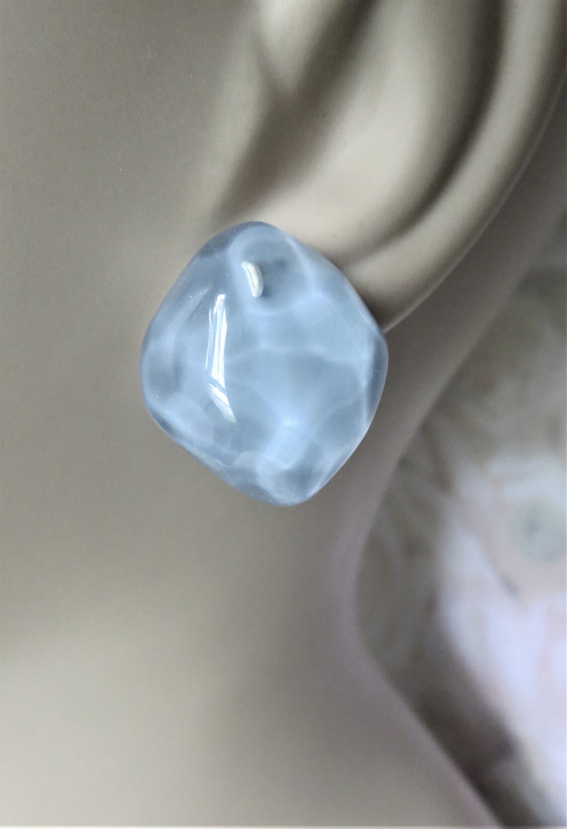 Blue or Green Acrylic Nugget Earrings in Screw on or Pierced - Etsy