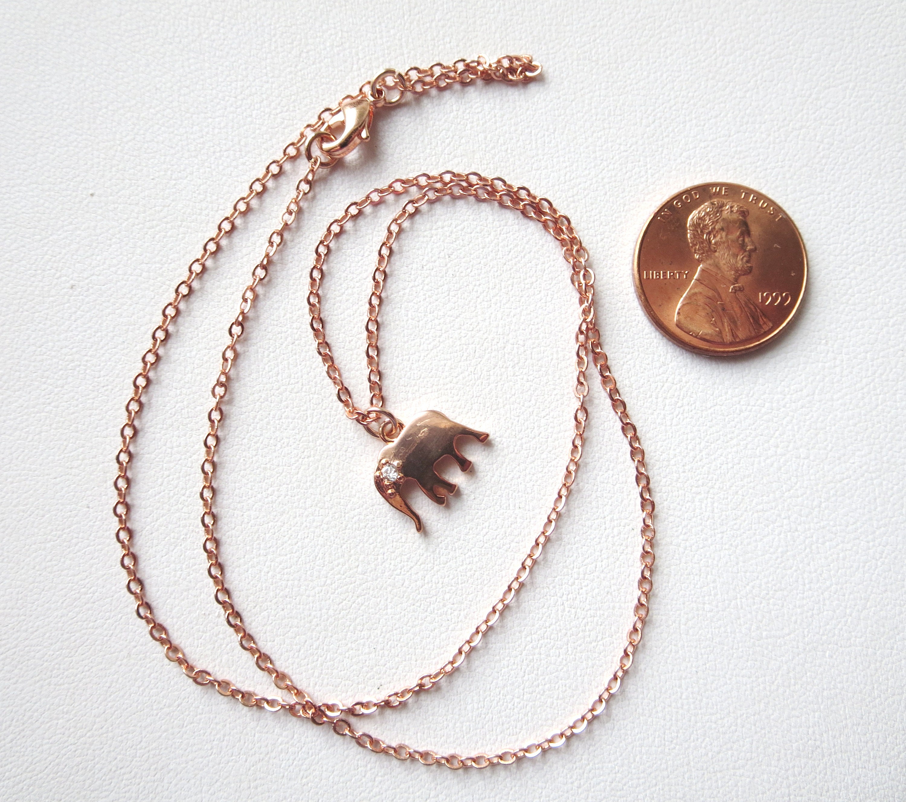 Tiny Rose Gold Elephant Necklace - Etsy