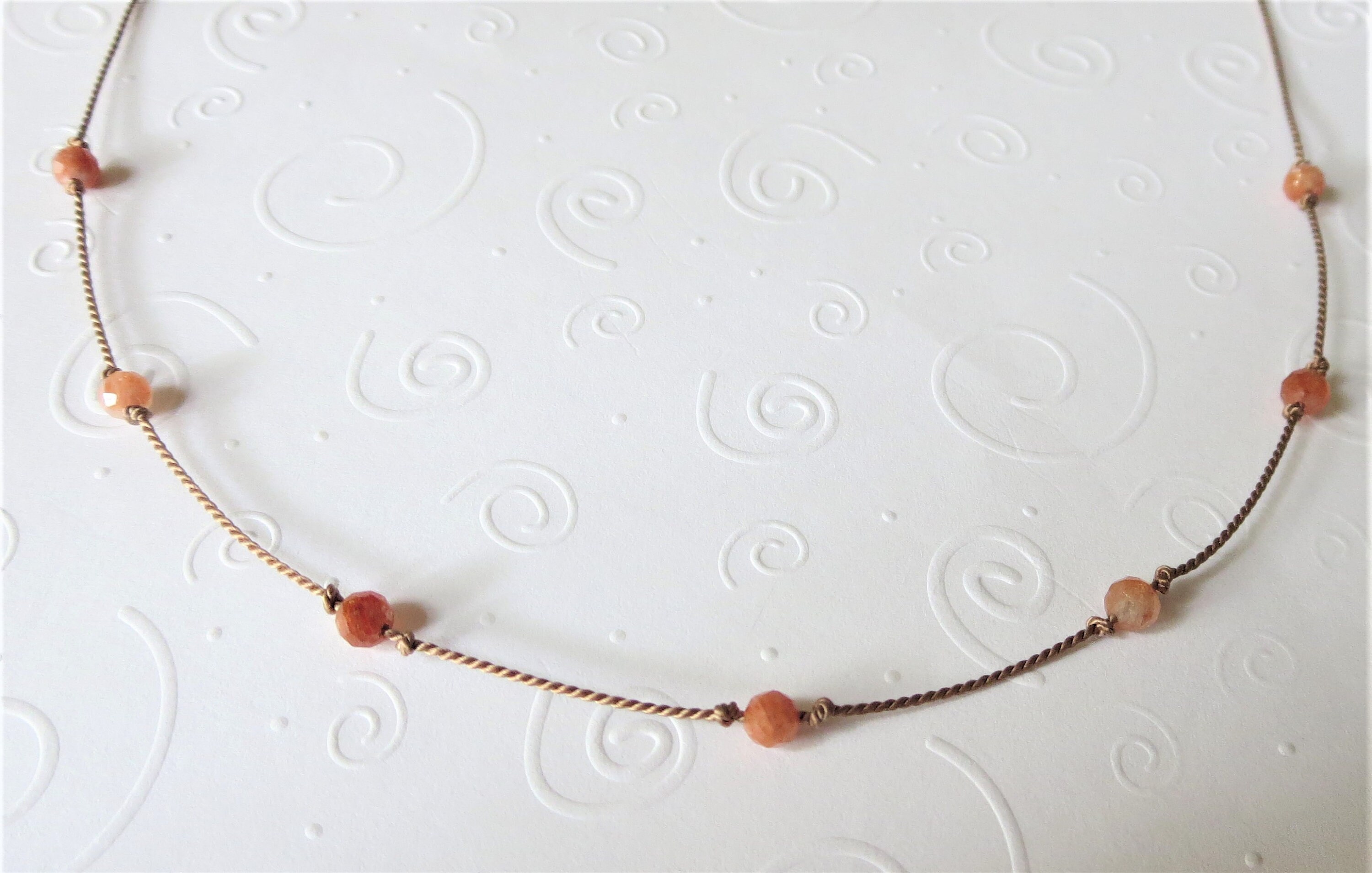 Floating Sunstone Silk String Choker Choose Length Tin Cup - Etsy
