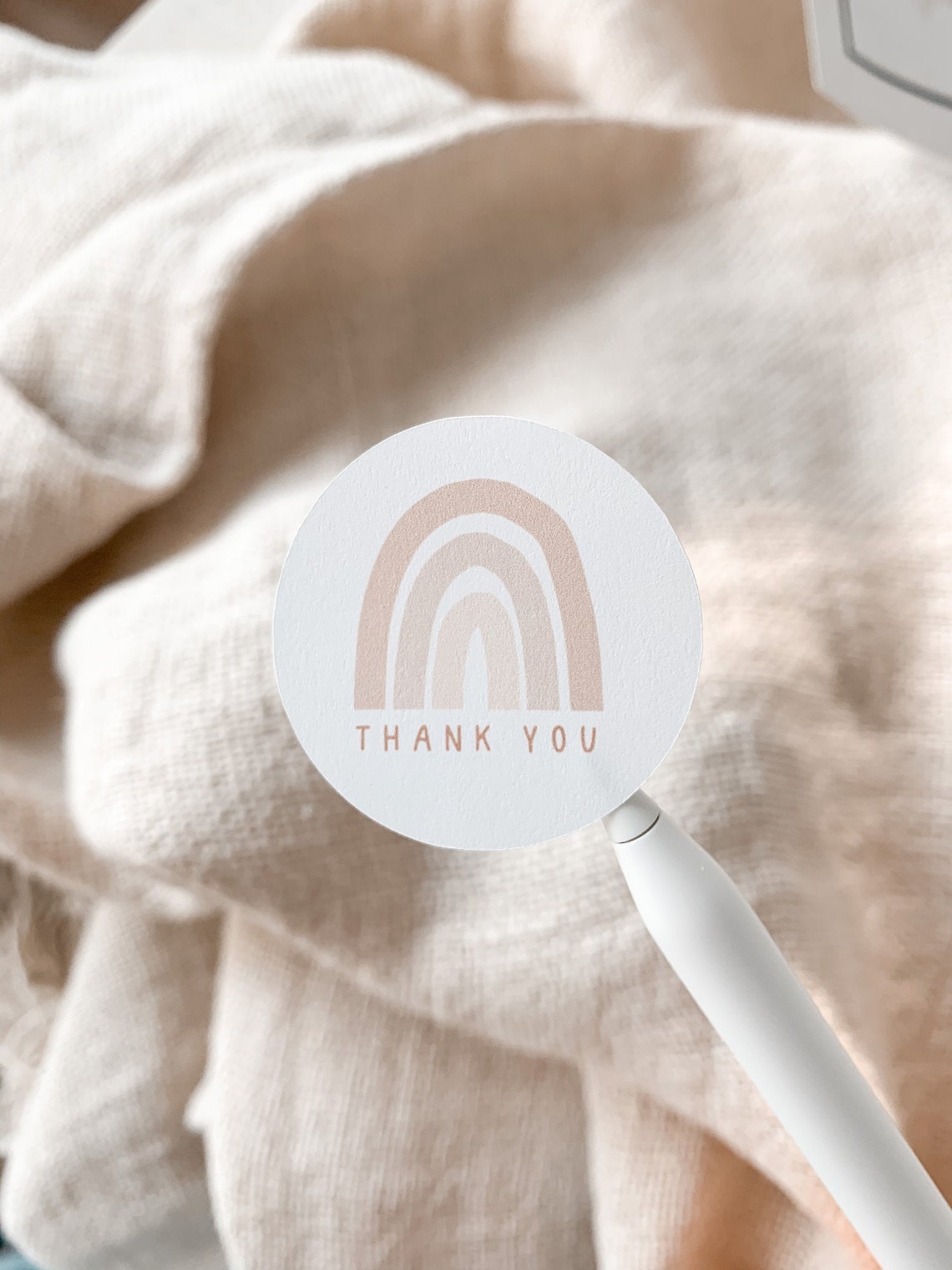 Neutral Rainbow Thank You Sticker Sheets - Packaging Stickers ...