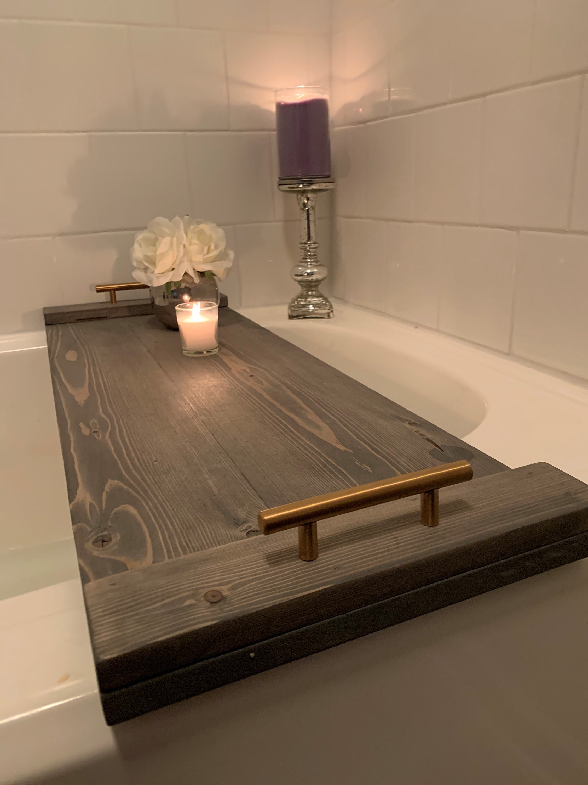 Rustic Bathtub Tray - Customizable - Etsy