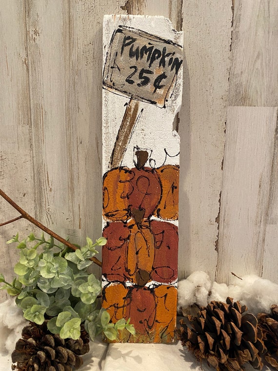 Stacked Pumpkins Taller Sign Farmhouse Decor Hand Painted on | Etsy