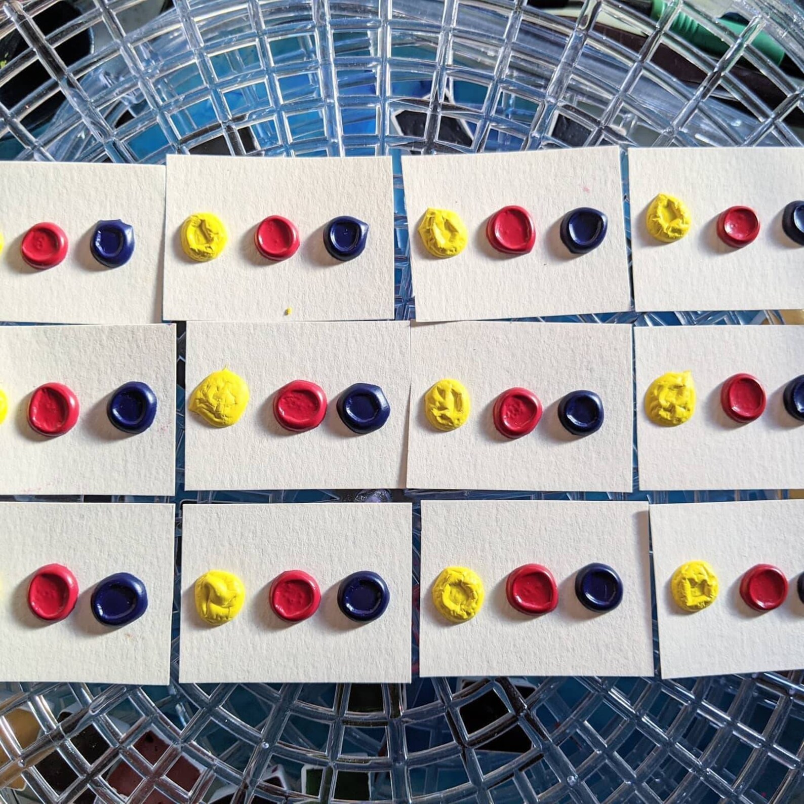 Handmade Watercolor Dot Card Samples Primary Colors Set CYM - Etsy 日本