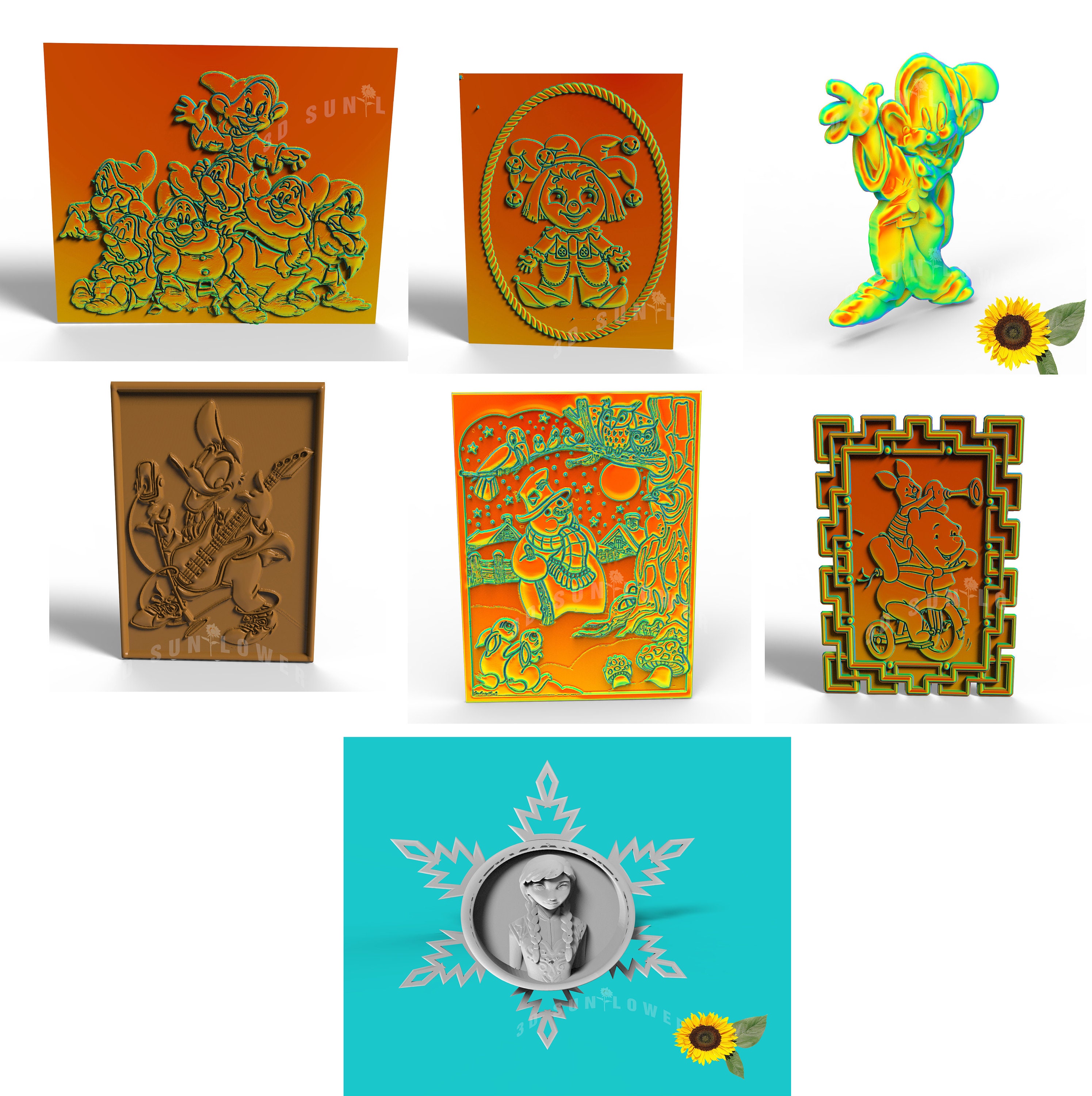 Disney 3d stl models pictures stl files wooden wall decor for | Etsy