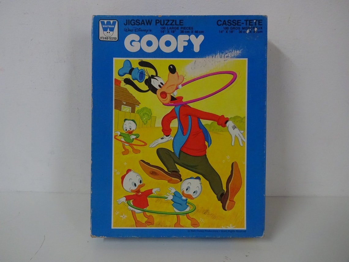 Vintage 80s Disney Goofy Jigsaw Puzzle by Whitman 100 Large Pieces ...