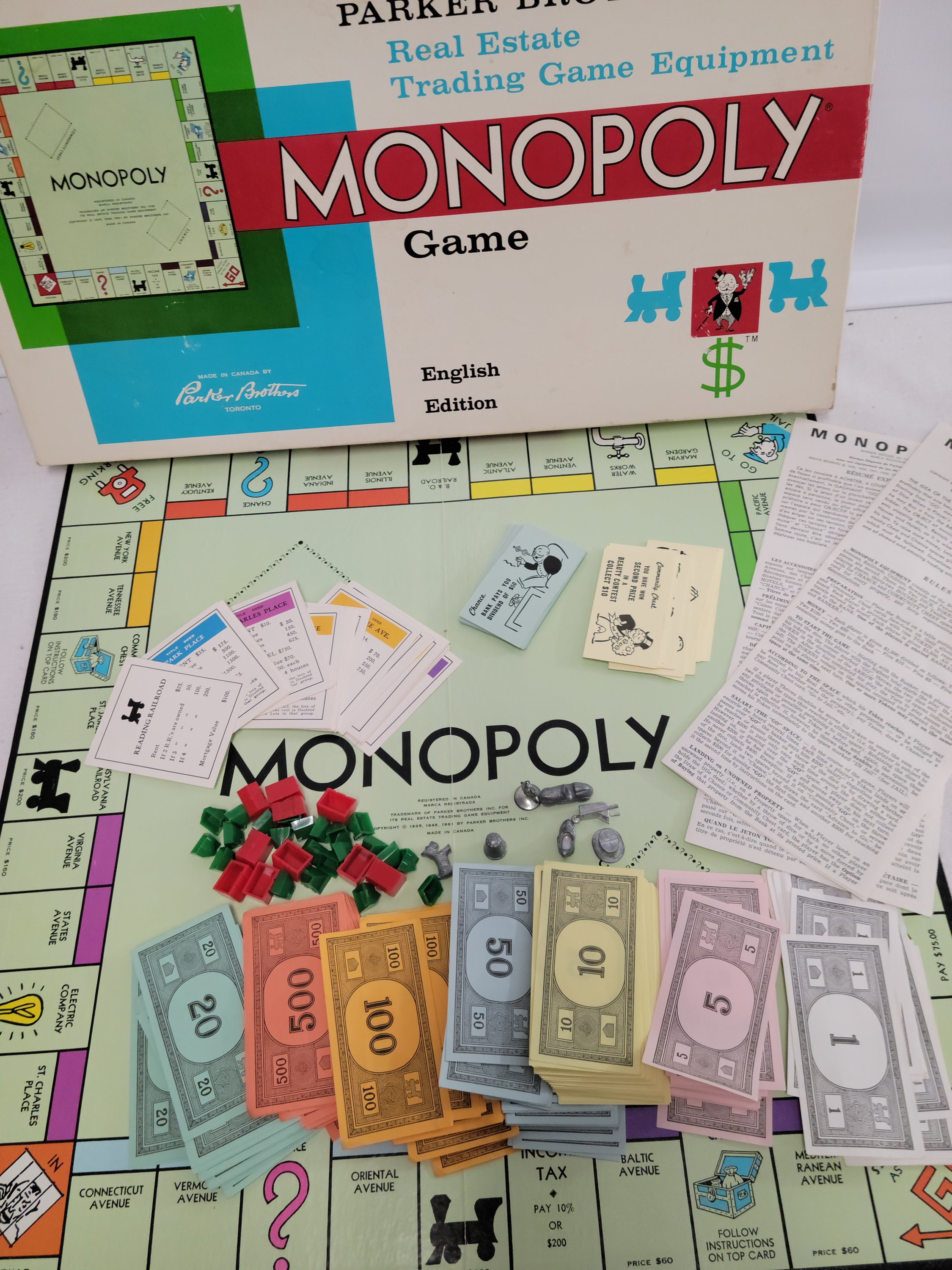 1950 Vintage Monopoly English Edition Board Game - Etsy