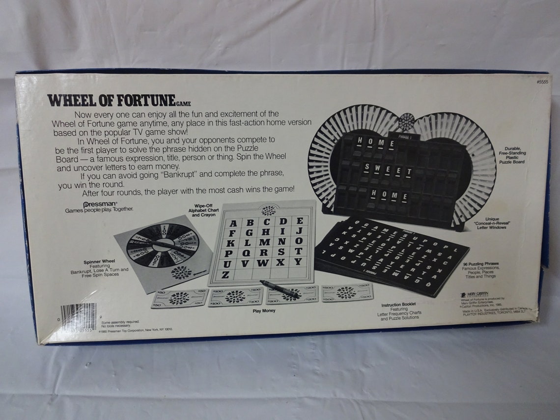 Vintage 1985 Wheel of Fortune game complete 80s game based on | Etsy