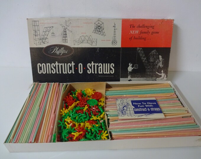 Vtg Con Struct-o Straws Game Toy Parker Brothers Vtg Vintage 268 Pcs ...