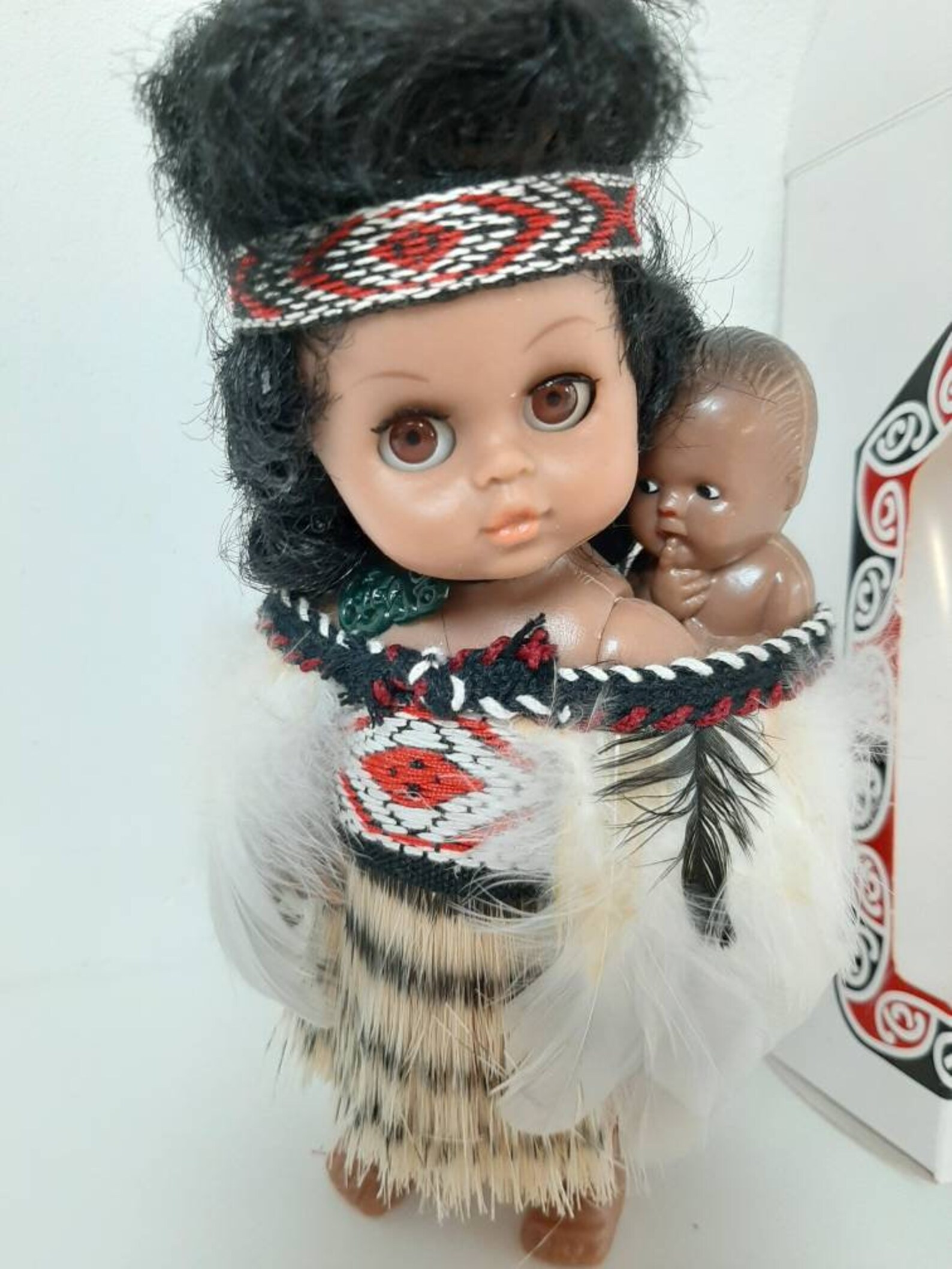Vintage Parrs New Zealand Doll Souvenir Maori Girl With Baby on Back NZ ...
