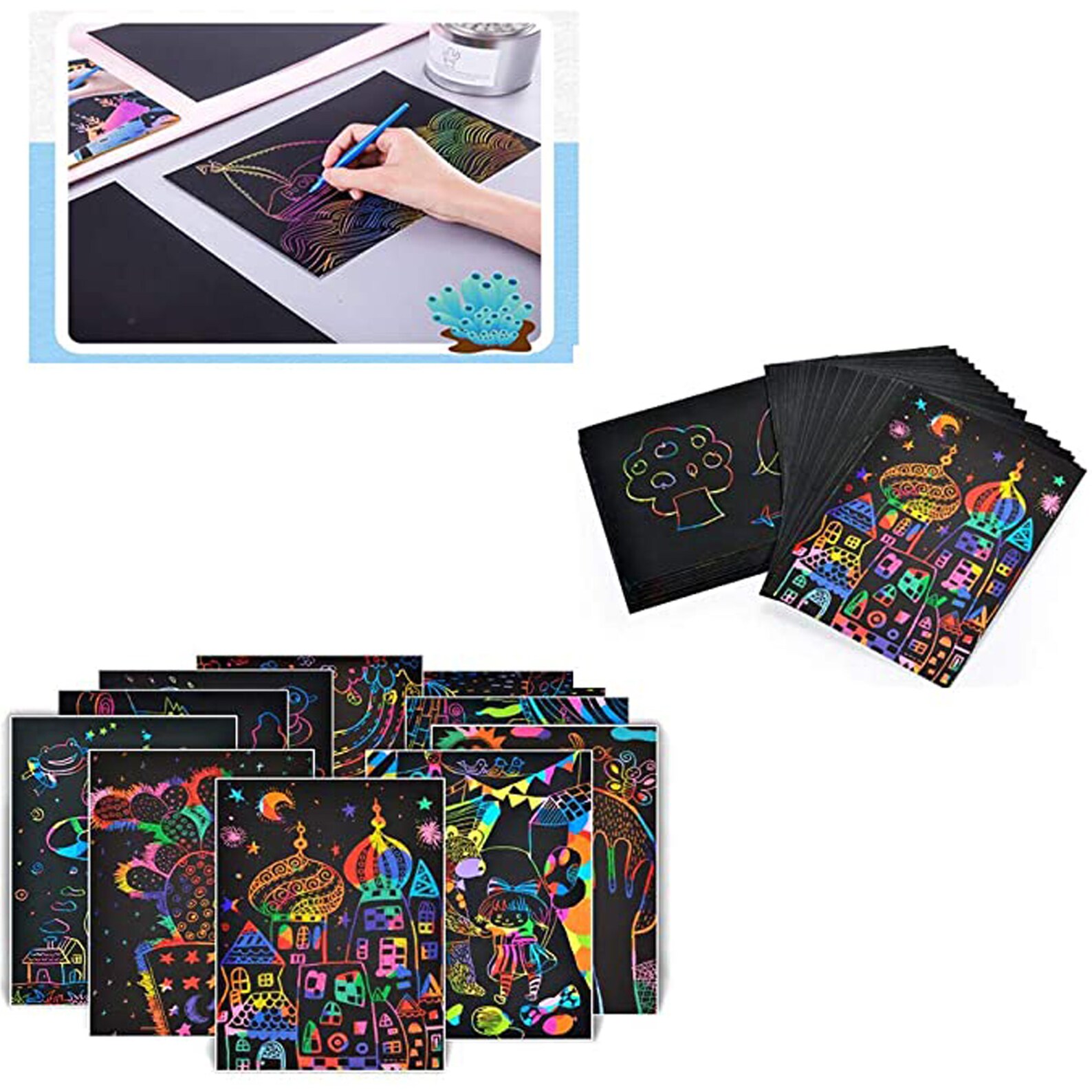 Scratch Art Paper Gift Set for Kids 50 Black Scratch Off Art | Etsy