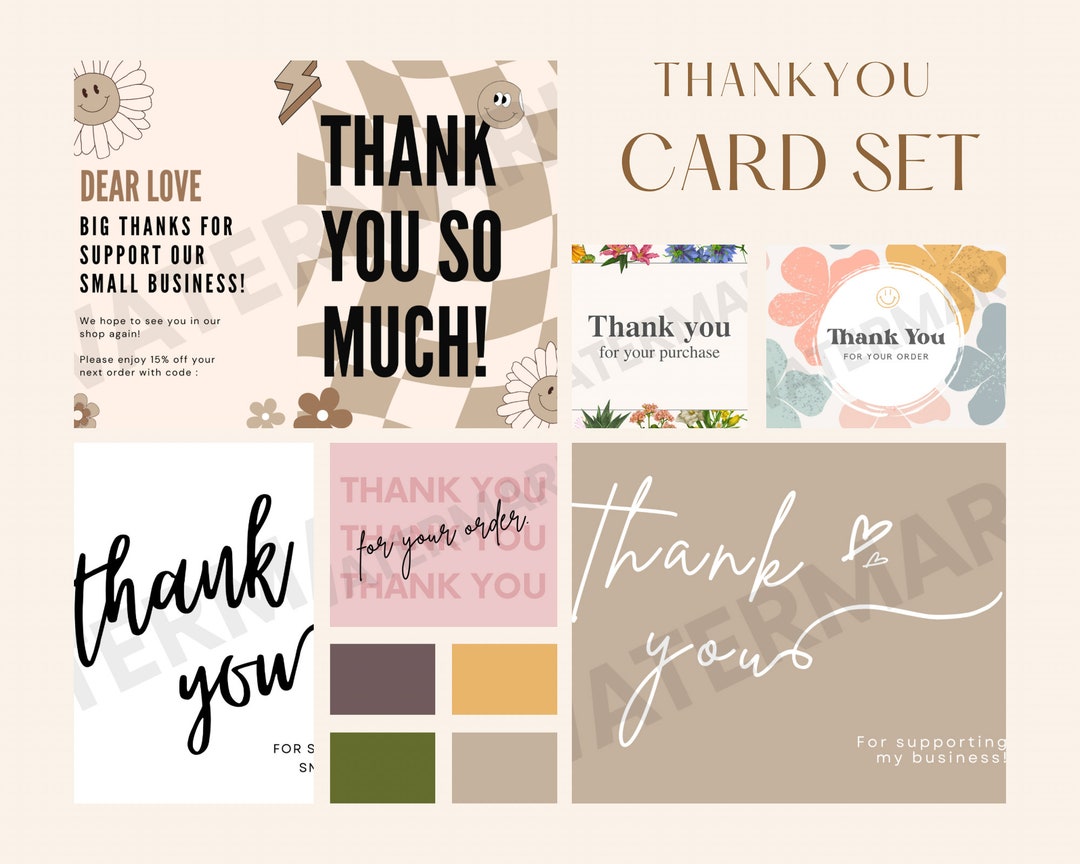 Thank You Card Set (digital Download) - Etsy