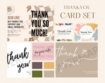Boho Rainbow Thank You Card Set (digital Download) - Etsy