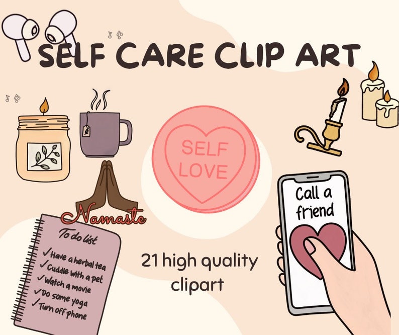 Self Care Clipart Mental Health Clip Art Digital Art P - Etsy