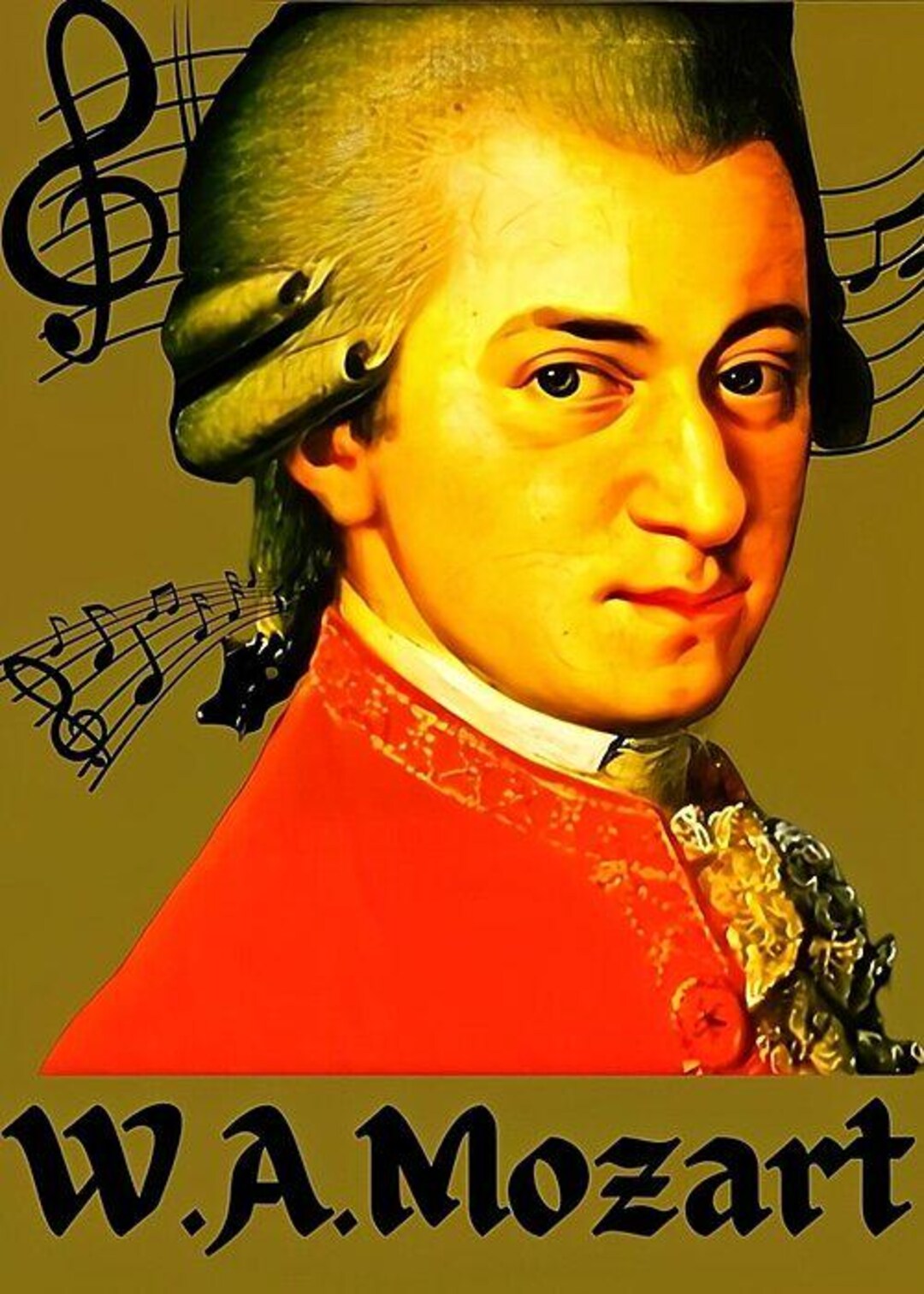 Elegant Wolfgang Amadeus Mozart Greeting Card 5x7 Inch With Envelope ...