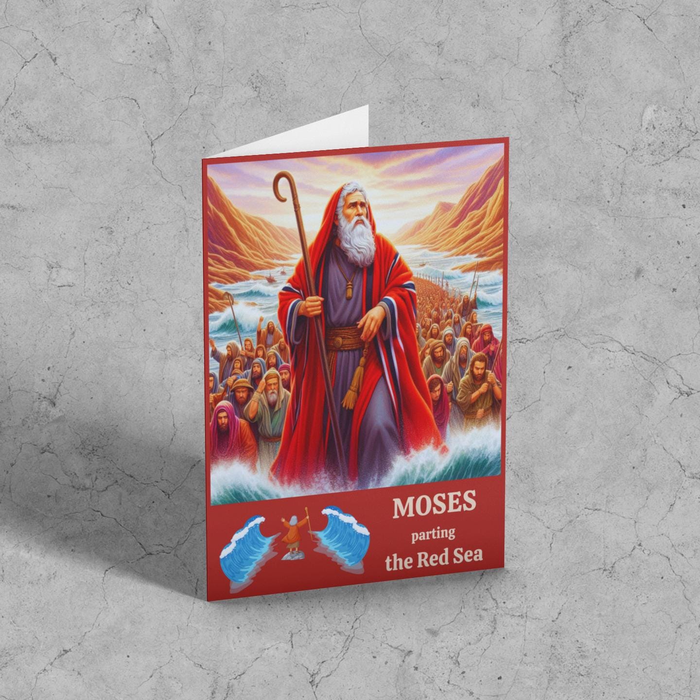 Moses Parting the Red Sea Greeting Prayer Cards 5x7 in Holidays Perfect ...