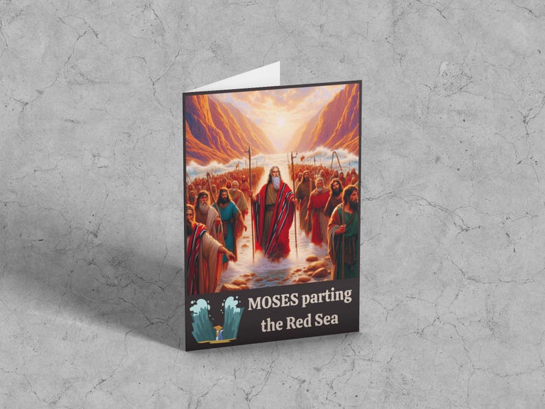 Moses Parting Red Sea Prayer Card: 5x7 Christian Gift - Etsy