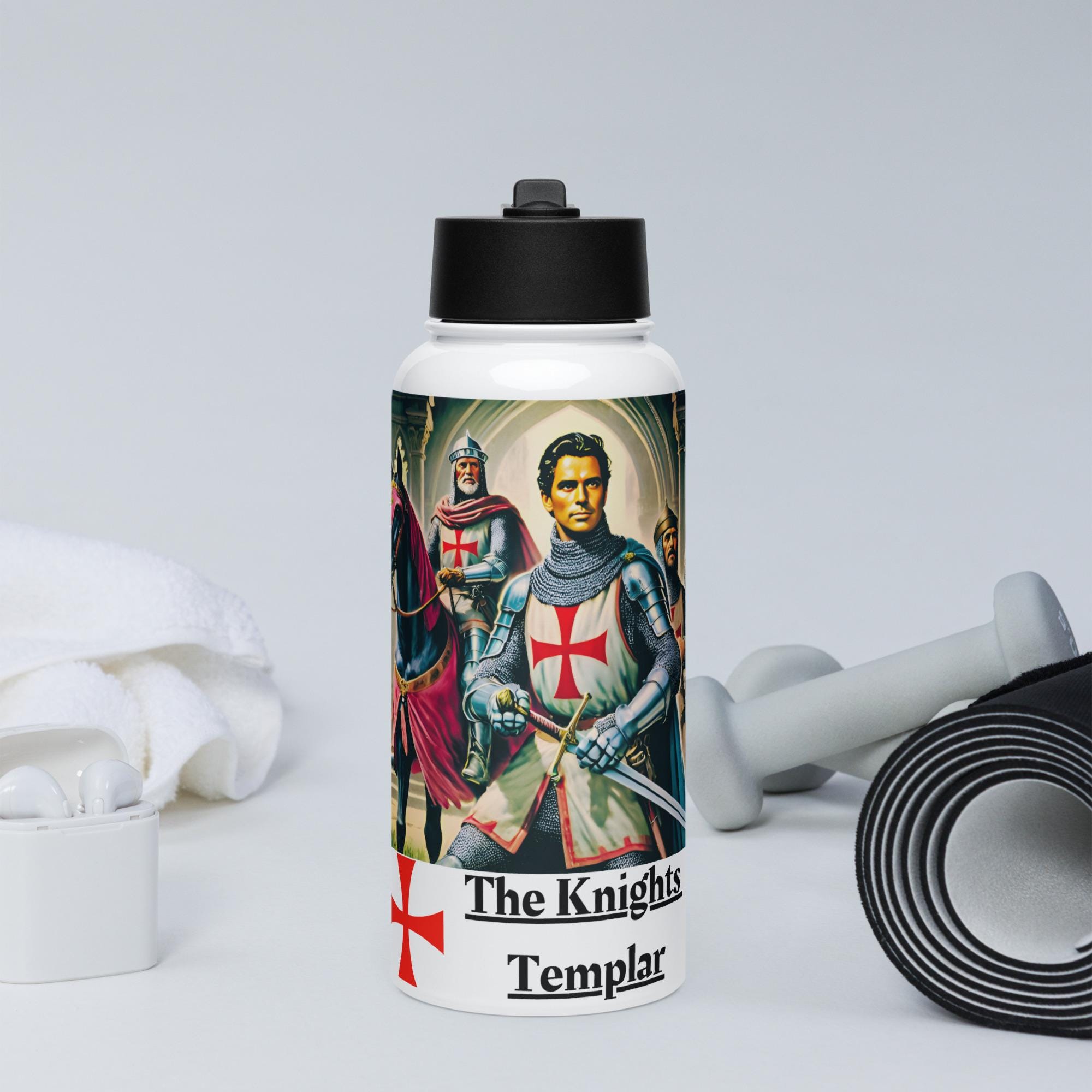 The Knights Templar: Premium Stainless Steel Water Bottle 32oz (950ml ...