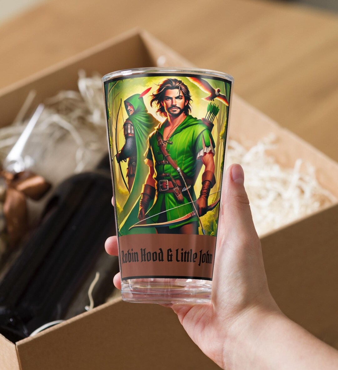 Premium Shaker Pint Glass 16oz Robin Hood and Little John the Men of ...