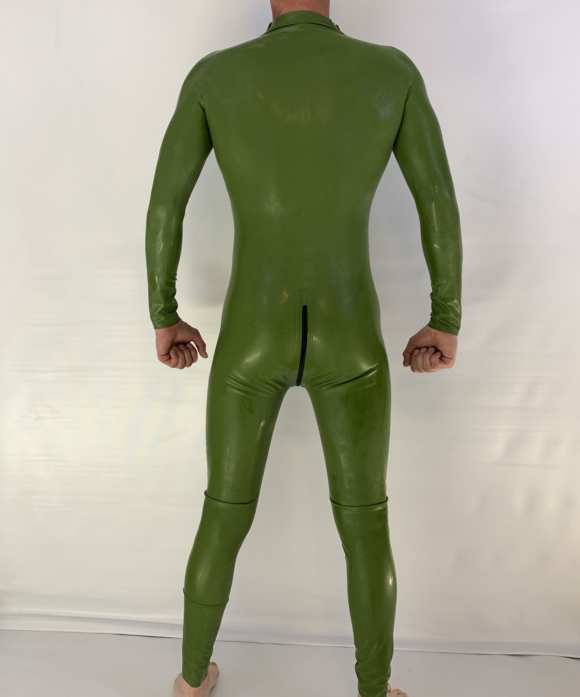 Catsuit Latex Shoulder Zipper With Crotch Zipper Army Green | Etsy