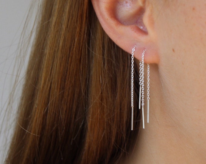 Gold Ear Threader,silver Ear Threader,sterling Silver Threader Ear ...