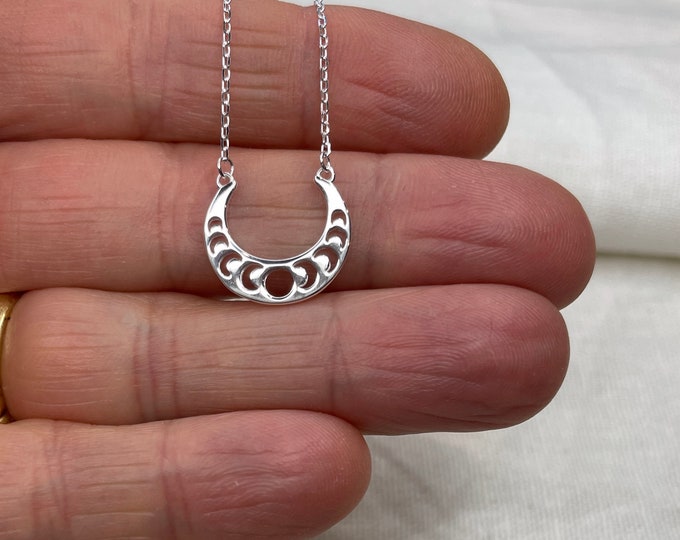 Crescent Moon Jewelry Silver Moon Phase Necklace Celestial Jewelry Moon ...