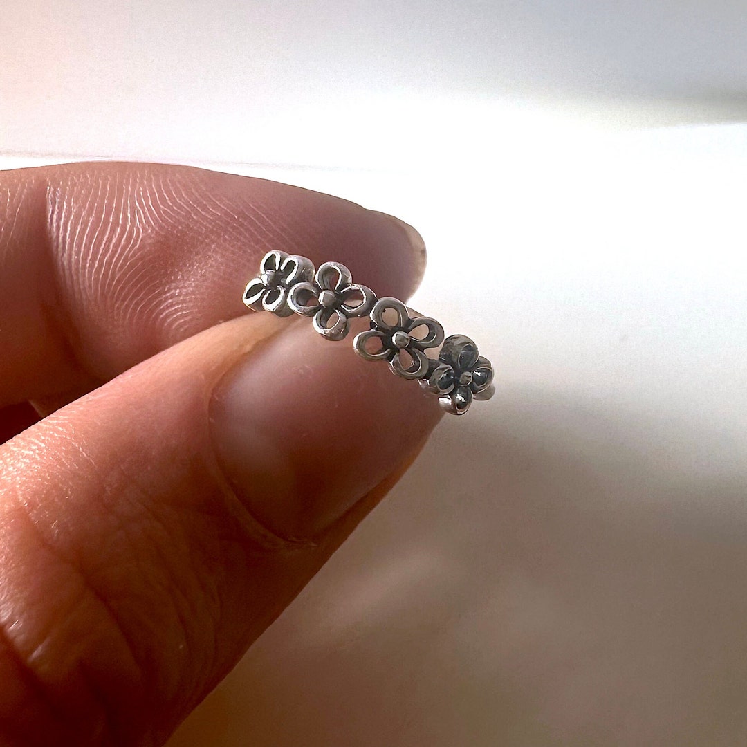 Flower Toe Ring, Sterling Silver Toe Rings, Silver Toe Rings, 925 Toe ...