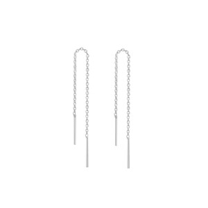Threader Earrings, Sterling Silver, Simple Chain Threader Earrings, Mid ...