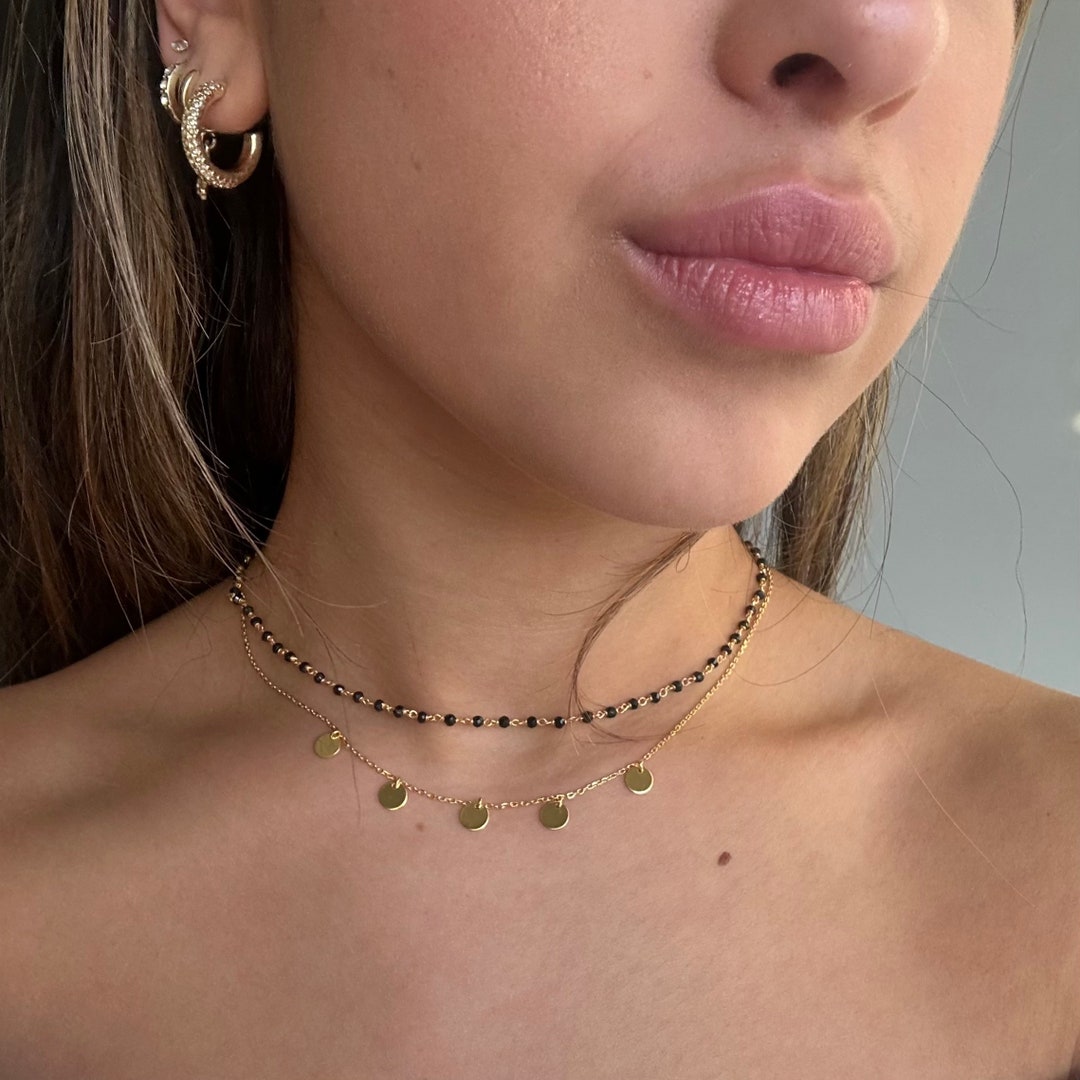 Gold Coin Necklace, 5 Disc Coin Necklace, Circle Necklace, Layering ...