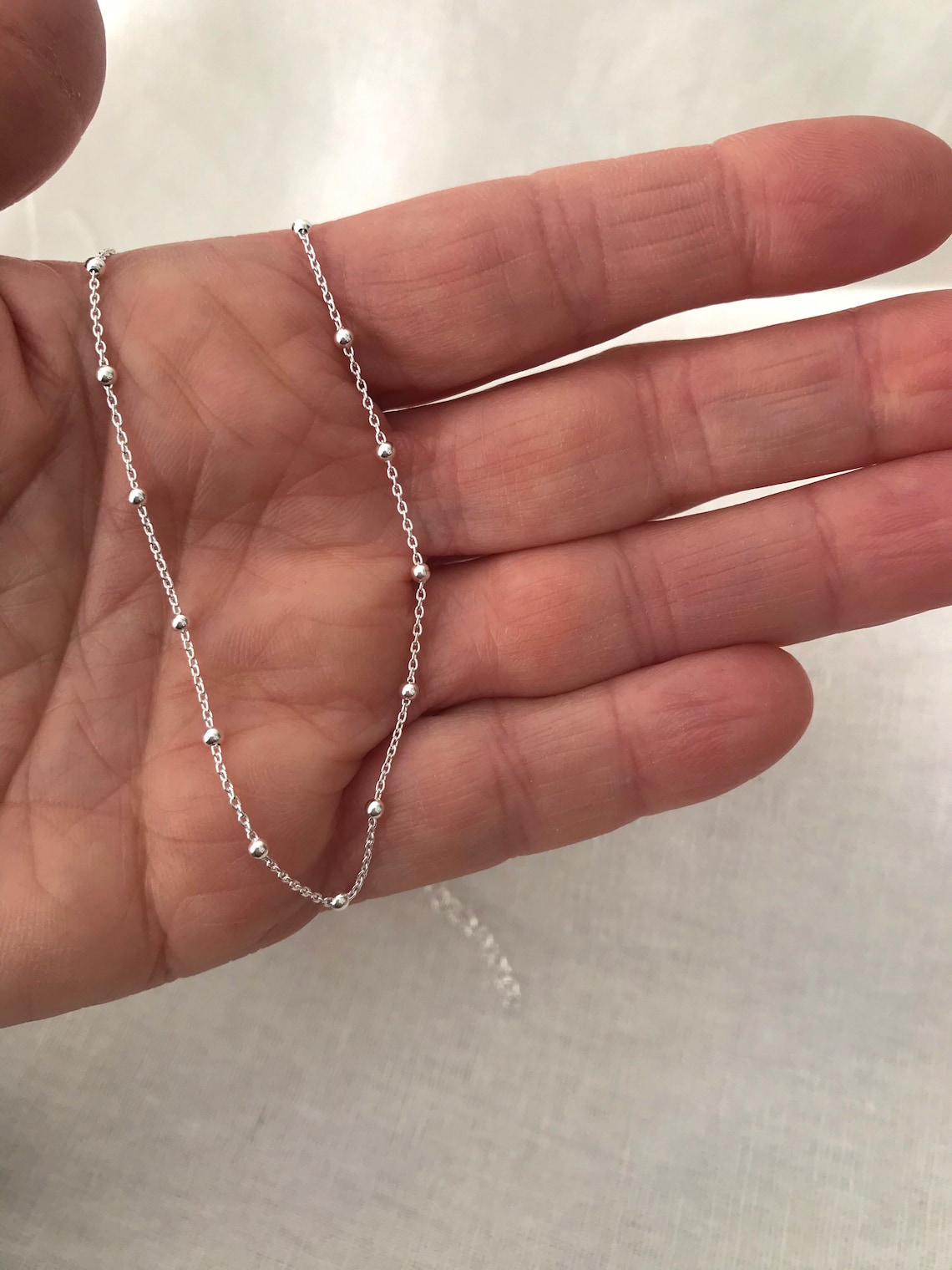 Sterling Silver Necklace, Ball Chain, Satellite Ball Chain, Choker ...