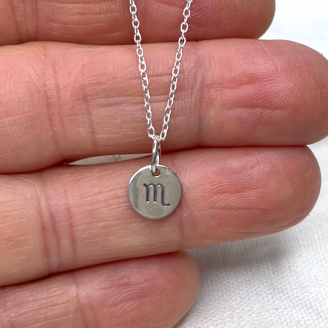 Sterling Silver Pendant, Zodiac Disc Charm, Zodiac Symbol Charm, Star ...