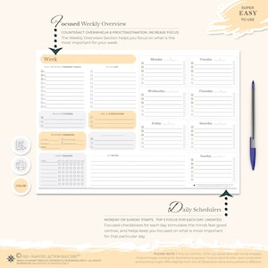 Weekly Planner Notepad Printable | Undated Daily Planner | Weekly to Do ...