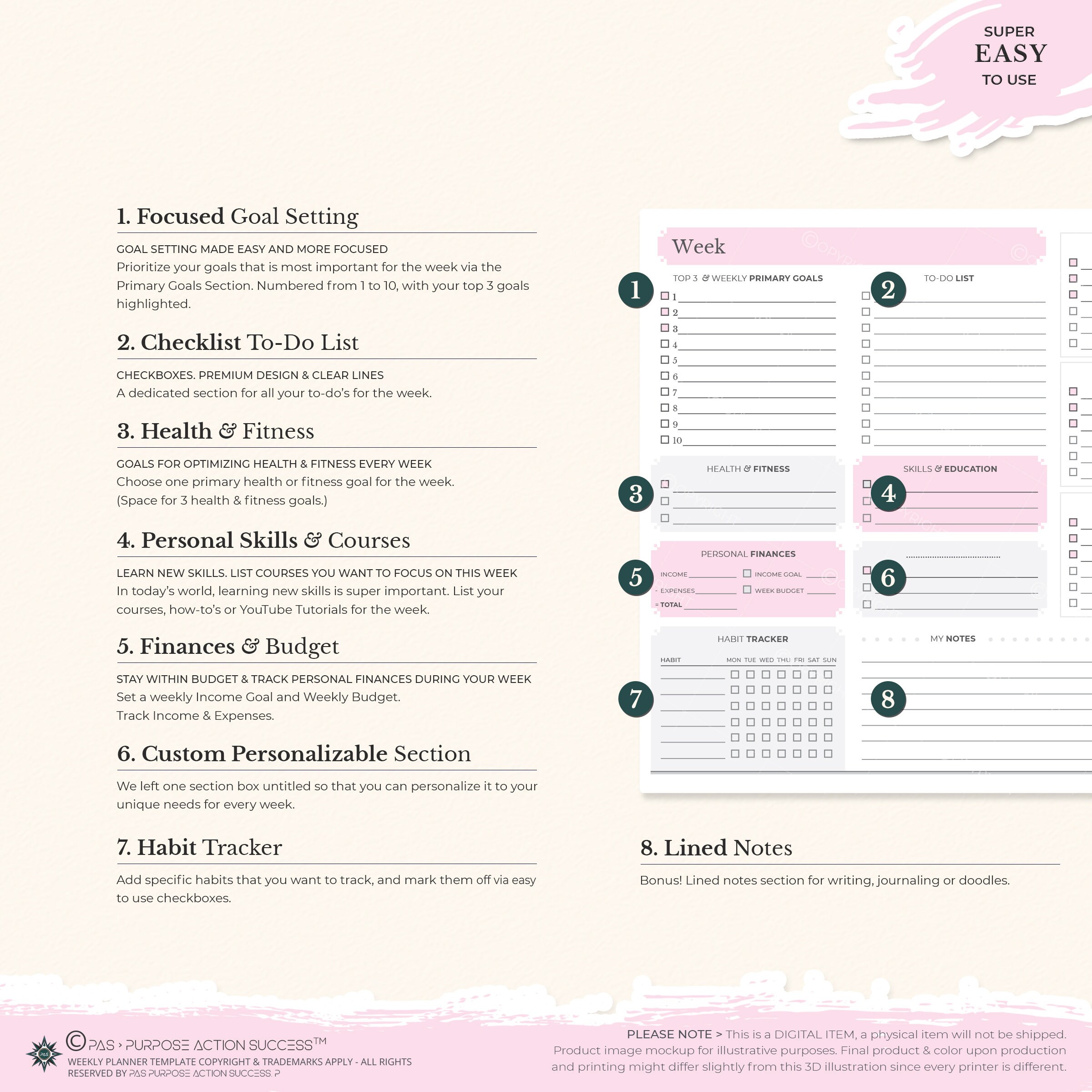 Weekly Planner Notepad Printable A4 & Letter Weekly Planner to Do List ...